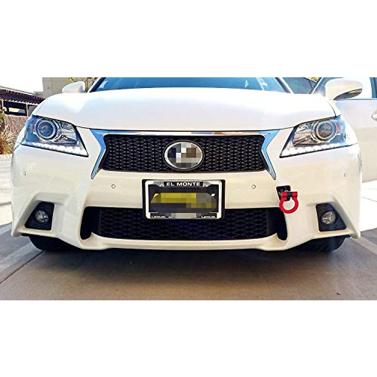 iJDMTOY JDM Red Track Racing Style Tow Hook Ring Compatible with Lexus 2006-up is GS, 2007-up LS, 2011-up CT & 2012-up RX Facelift, Made of Lightweight Aluminum