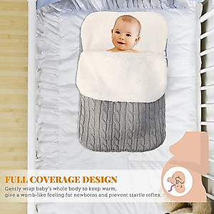 oenbopo Newborn Baby Swaddle Blanket Wrap, Thick Baby Kids Toddler Knit Soft Warm Fleece Blanket Swaddle Sleeping Bag Sack Sleep Bag Stroller Unisex Wrap for 0-13 Month Baby Boys Girls