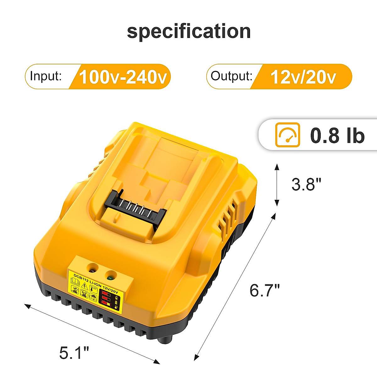 20v Max Battery Replacement for Dewalt 20V 6.0Ah Battery 2Pack with DCB112 Battery Charger Station for DCB201 DCB204 DCB205 DCB206 DCB120