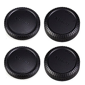2 Pack X Mount Body Cap Cover & Rear Lens Cap for Fuji Fujifilm X-T5 X-T4 X-T3 X-T2 X-S20 X-S10 X-T30 X-T20 X-T200 X-H1 X-H2 X-H2S X-PRO3 PRO2 X-E4 X-E3 X-A7 X-A5 & More Fujifilm X Mount Camera & Lens