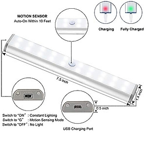 LEPOTEC 20 LED Under Cabinet Kitchen Lighting Battery Powered Lights, Wireless Under Counter Light, Closet Lights, Night Light Hallway Light Stairs Lights,LED Motion Sensor Light (2 Pack)