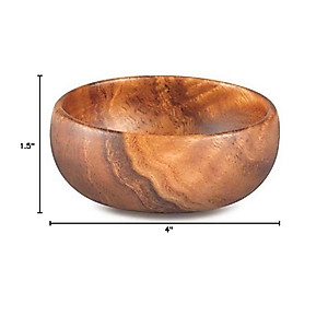 Pacific Merchants Trading Acaciaware Round Calabash Bowl, 4-Inch by 1.5-Inch