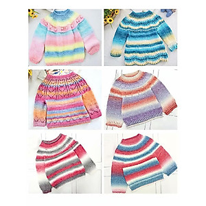 100g/Ball Gradient Rainbow Cake Yarn Hand-Woven Cotton Yarn Fancy Block Dyeing Wool Yarns for Knitting Crochet Sweater