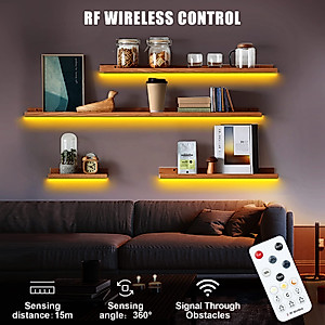 Tatazone 5V Yellow USB COB Led Strip Light with RF Remote, 4.92ft 2000K Dimmable USB Powered Amber COB Led Light Strip, Indoor COB Led Rope Light for Cabinet, TV, Kitchen, Monitor, Showcase