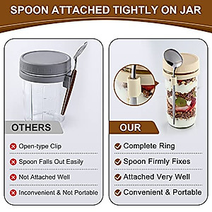 LANDNEOO 4 Pack Overnight Oats Containers with Lids and Spoons, 24 oz Glass Mason Jars for Overnight Oats, Large Capacity Airtight Jars for Milk, Cereal, Fruit