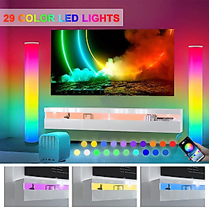 wuleen Floating LED TV Stand, Wall Mounted Entertainment Center with Storage and LED Light Socket Board, Modern High Gloss TV Stand Fits Up to 80 Inch TV, led Floating Shelf