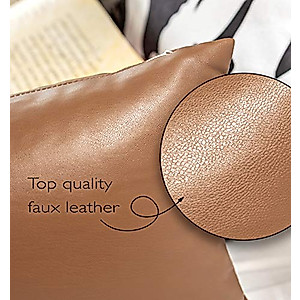 Throw Pillow Covers 18x18. Black and White Geometric Decorative Boho Throw Pillows Set of 4, For A Modern Living-Room Chic Accent. 100% Cotton & Faux Leather Lumbar Pillow For Couch or Bed…