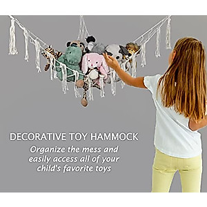 Lovely Baby Genius Stuffed Animal Net, Toy Hammock with 3 Strong Metal Hook - Macrame Stuffed Animal Hammock for Kids Room, Squishmallow Net