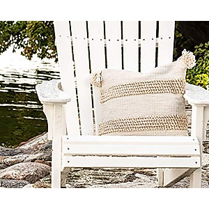 Foreside Home & Garden FIPL09798 Brown Decorative Throw Striped Hand Woven 18x18 Outdoor Pillow w/Pulled Yarn Accent + Tassel