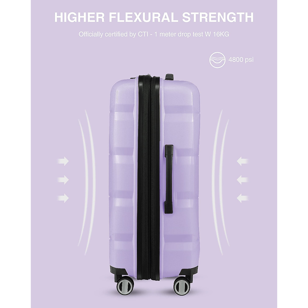 LUGGEX Purple Luggage Sets 3 Piece for Women - Expandable Carry on Luggage Set with Spinner Wheels - Lightweight Fashion Travel Companion