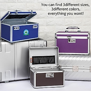 HEWEI WORKS Locking Box with Portable Storage Case, 14.2''x 7.2''x 8.2''，Childproof Medication Lock Organizer, Lockbox for Documents，Medicine & Valuables (Purple/Large)