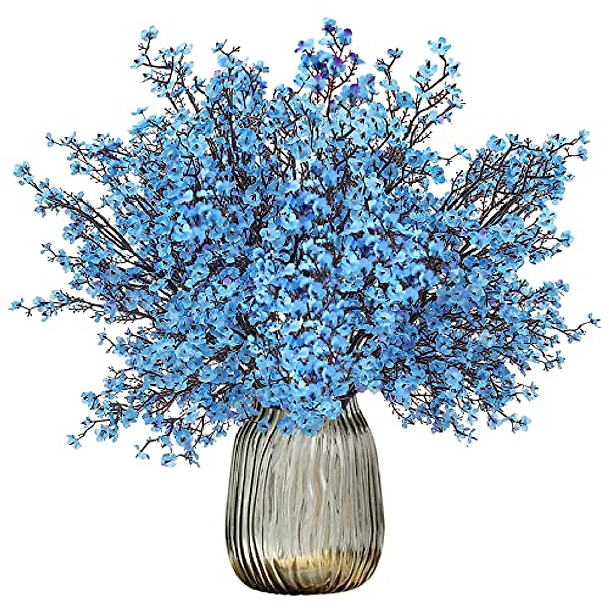 IVITA 6 Pcs Babys Breath Artificial Flowers Blue Bulk Real Touch Faux Silk Gypsophila Bouquet Fake Plastic Plants Decor for Home Wedding Bouquets Floral Arrangement Party Table Centerpieces