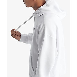 Calvin Klein Men's Relaxed Fit Archive Logo Fleece Full Zip Hoodie, Brilliant White, Large
