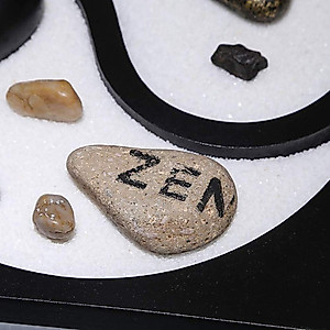 Royal Brands Yin and Yang Zen Garden with Buddha, Rake, Sand and Rock Garden, and Incense Holder – Peace and Tranquility (9"x9"x6")