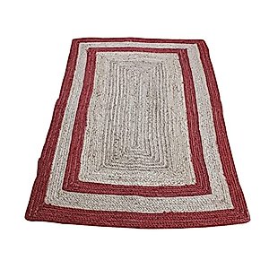 CASAVANI Natural Jute Kilim Rug Handwoven Jute Rug Outdoor Area Rag Rug Braided Style Look Doormat Rug (120 x 180 cm (4 x 6 Feet))
