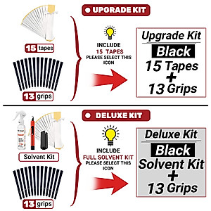 SAPLIZE Rubber Golf Grips, 13 Set with Complete Regripping Kit, Standard Size, Golf Club Grips, Black