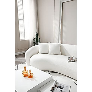 ERYE Modern 5 Seats Curved Sofa Oversized Teddy Fleece Boucle Sofa&Couch, Beautiful Freestanding Half-Moon Sofa Comfy Leisure Couch with 4 Big Pillows for Home Office Apartment Living Room