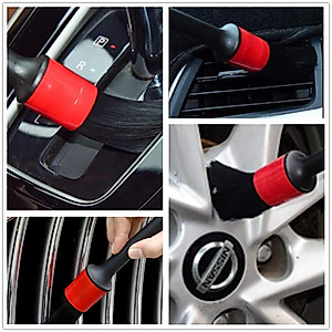 Fitosy Wheel Rim Brush, Soft Bristle Long Master Car Wheel Brush Rim Tire Detailing Brush Car Washing Brush for Wheels Rims Exhaust Tips Vehicle Engine Motorcycles,No Scratches (Wheel & Tire Set)