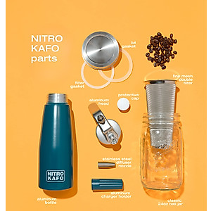 NITRO KAFO 0.5L Nitro Coffee Maker, Aluminum Nitro Cold Brew Coffee Maker with Special Nitro Diffuser Nozzle & Cold Brew Maker for Making Nitro Cold Brew, 1 Pint/0.5L