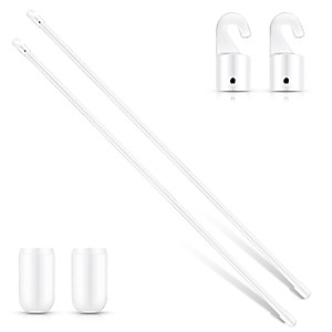 Bokon 2 Pieces PVC Blind Wand White Vertical Blinds Rod Replacement Parts Blind Wand with Hook and Handle Blind Opener Stick Curtain Wand Tilt Rod for Windows Accessory (24 Inch)
