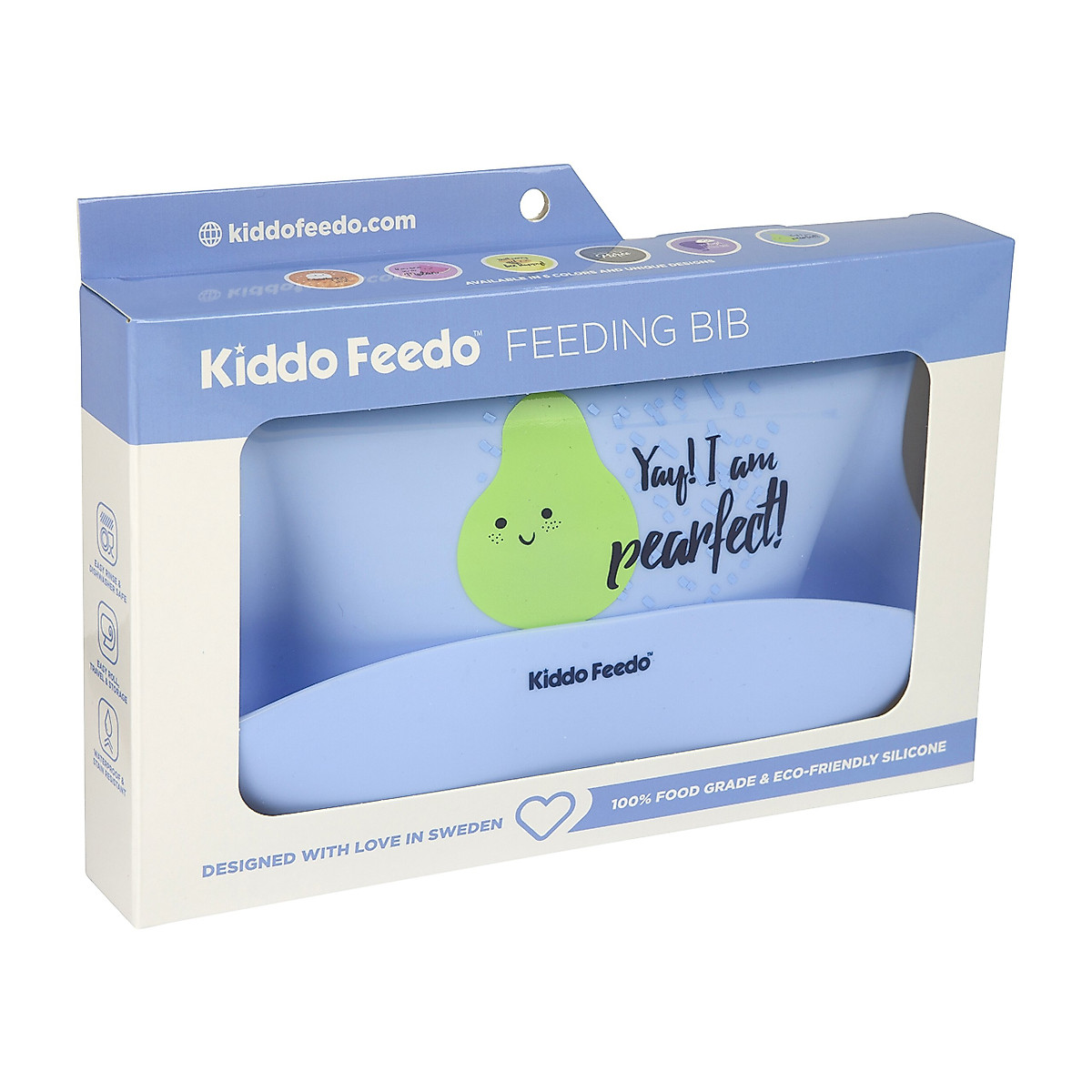 Kiddo Feedo Silicone Baby Bib, Unisex Designs for Boys and Girls, Waterproof and Easy to Clean, Blue