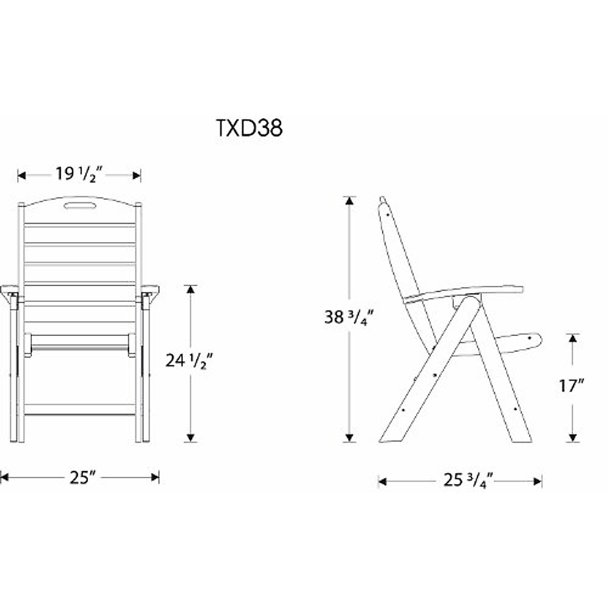 Trex Outdoor Furniture Yacht Club Folding Highback Chair, Tree House