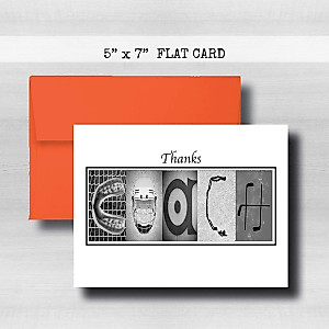 Personalized Hockey Black and White Coach Thank You Card, 5"x 7" FLAT CARD, Greeting Cards