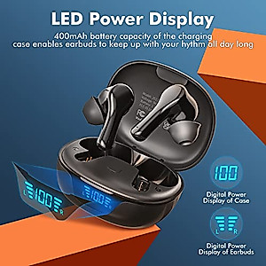 Wireless Earbuds Bluetooth 5.3 Earbuds 50Hrs Playtime, HiFi Stereo in-Ear Earphones with Touch Control and LED Digital Display & CVC 8.0 Noise Cancelling, IPX6 Waterproof Ear Buds for iPhone Android