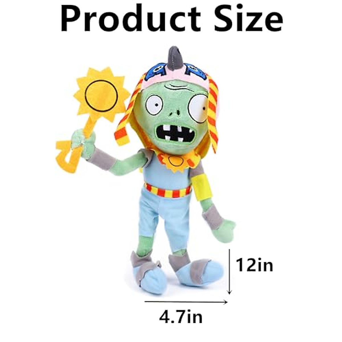 JHESAO 12" Plants and Zombies Plush RA Zombie Toys PVZ Plushies 1 2 Stuffed Soft Doll Sun Zombie Toy