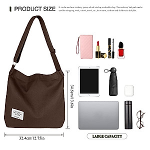 Tote Bag for Women Canvas Cute Tote Bag Aesthetic Hobo Bags for Women for Work Travel Easy to Fold (Brown)