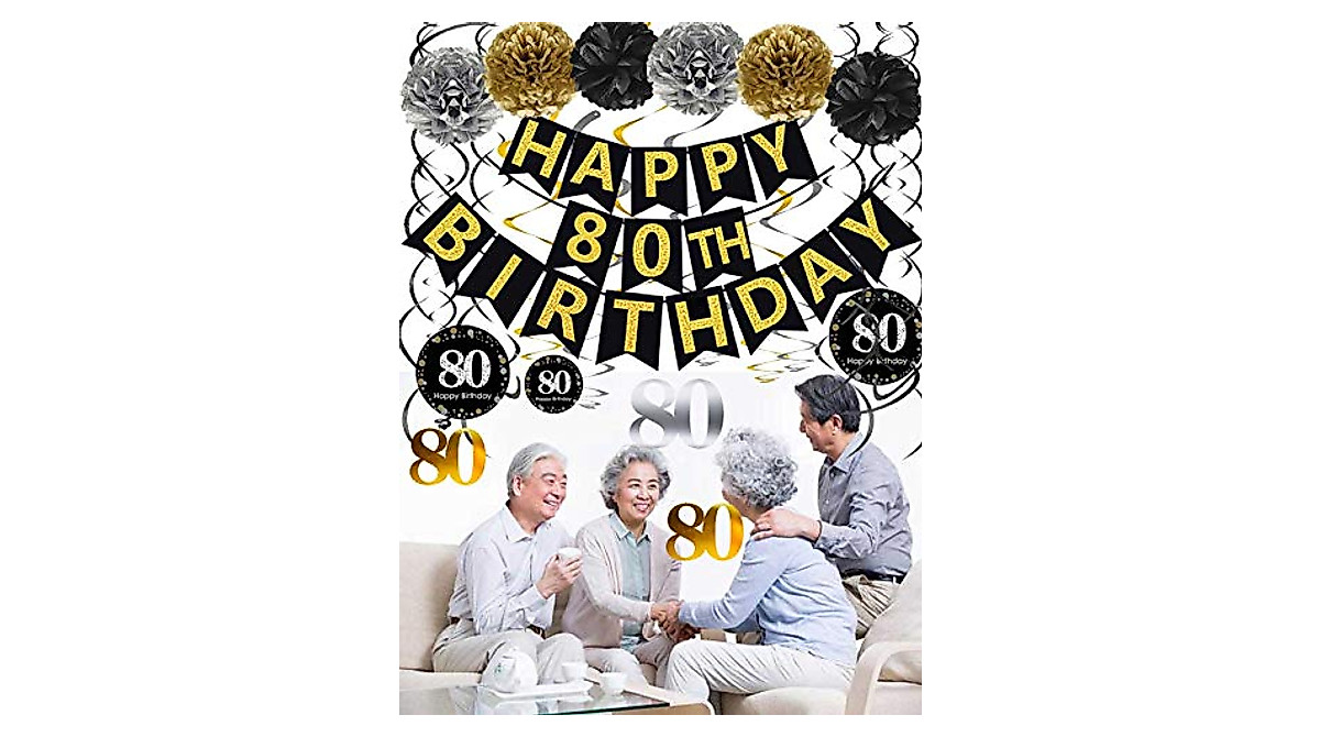 Elegant 80th Birthday Decorations Pack by Famoby | Celebrate in Style
