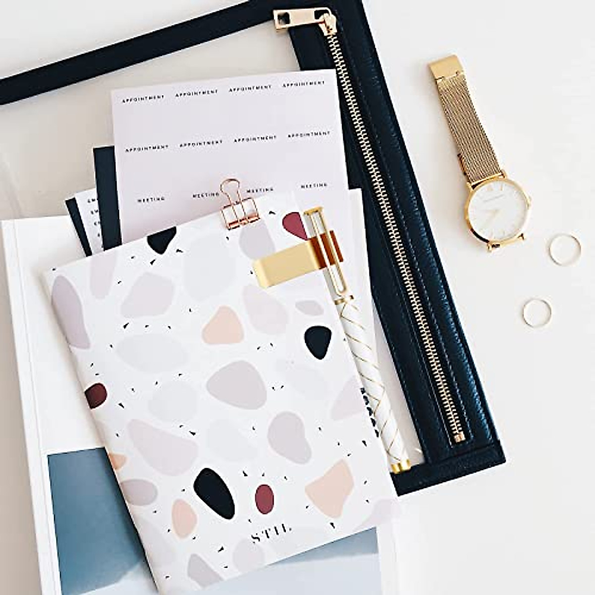 4Pcs Pen Clip for Notebook Pen Loop Holder for Notebooks PU Leather Pen Holder Pen Sleeve Pen Clips for Journal, Planner, Notebook