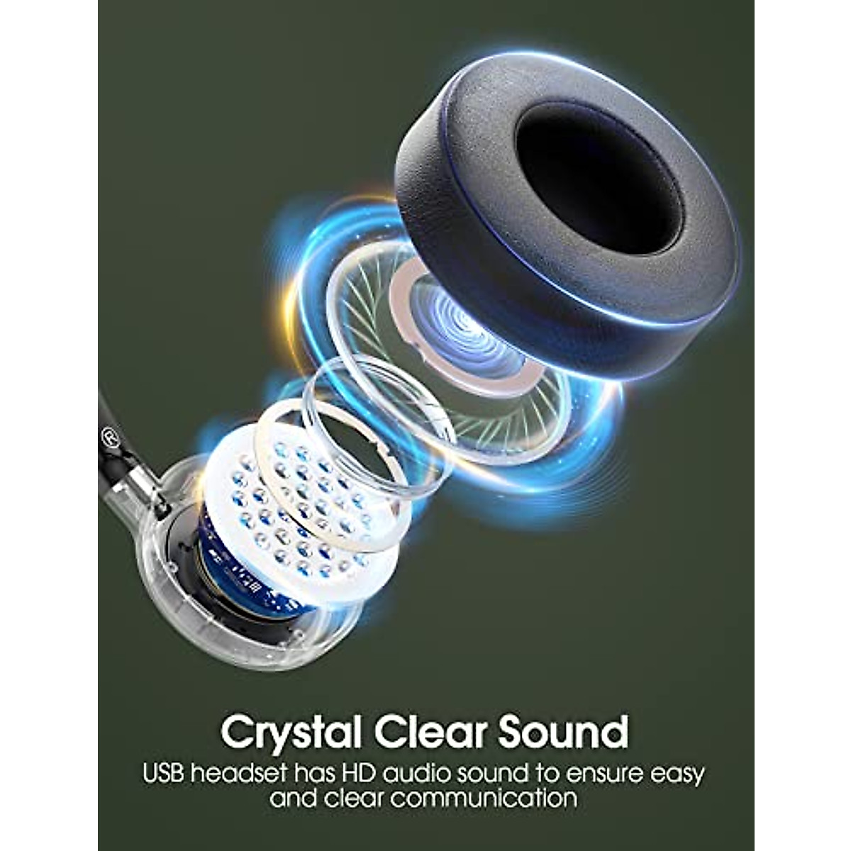 USB Headset with Microphone for PC, Adjustable Boom Mic, Inline Volume Control & Mute, Wired Cell Phone Headphones for Kids, 3.5mm Stereo Computer Headset for Home Office, Call Center, School