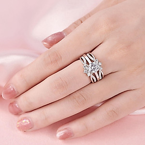 SHELOVES Infinity Women Wedding Ring Guard Enhancer Adjustable Band AAAAA White CZ 925 Sterling Silver Sz 7