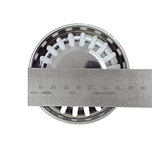 Minismus Kitchen Sink Strainer Replacement Basket with Ball Lock 3.15 Inch - Stainless Steel Sink Plug Round Hole - for Round Post Openings - Prevents Clogging - Open-Close Mechanism (3.15 Inch)