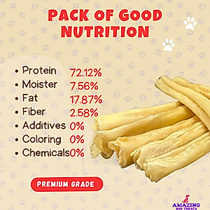 Amazing Dog Treats - Large Collagen Stick - (12 Inch - 4 Count) - Collagen Beef Cheek Rolls for Dogs - 100% Pure Collagen Sticks for Dogs - No Hide Bones for Dogs