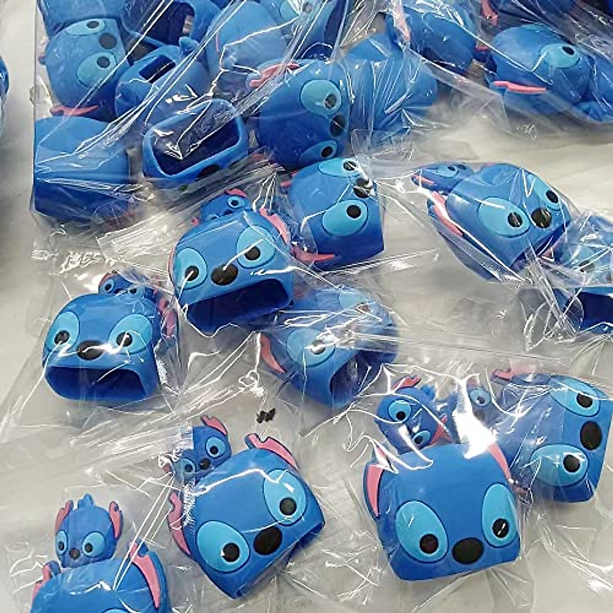 3D Protective Case for iPhone 20W USB-C Power Adapter Charger USB Lightning Cable, Cute Cartoon Series Soft Silicone Fast Lightning Chargers Cable Protective Cover for iPhone Charger (Blue Stitch)