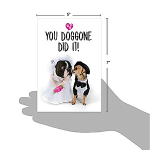 NobleWorks - Married Dogs - Pet Animal Wedding Card for Bride and Groom - Newlyweds Marriage Note Card with Envelope C6898WDG