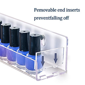 Coward 6 Piece Acrylic Nail Polish Organizer Rack Wall Mounted, Essential oil Display Stand, Alcohol ink Paint Storage Holder, displays 90 Bottles