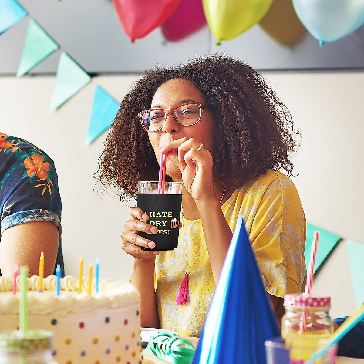 16 Pieces Beer Can Sleeves Funny Quotes Beer Can Coolers Insulated Beer Soda Can Cover 12 oz Neoprene Beer Holder Non Slip Colored Drink Can Covers for Beer Cans and Bottles Home Kitchen Office Bar