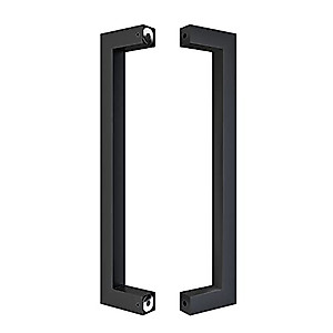 JUBEST 12" Matte Black Push Pull Bar Handle,Sliding Barn Door Handle,Heavy Duty Double Sided Door Handle for Wood Door, Garage, Industrial Grab Bar