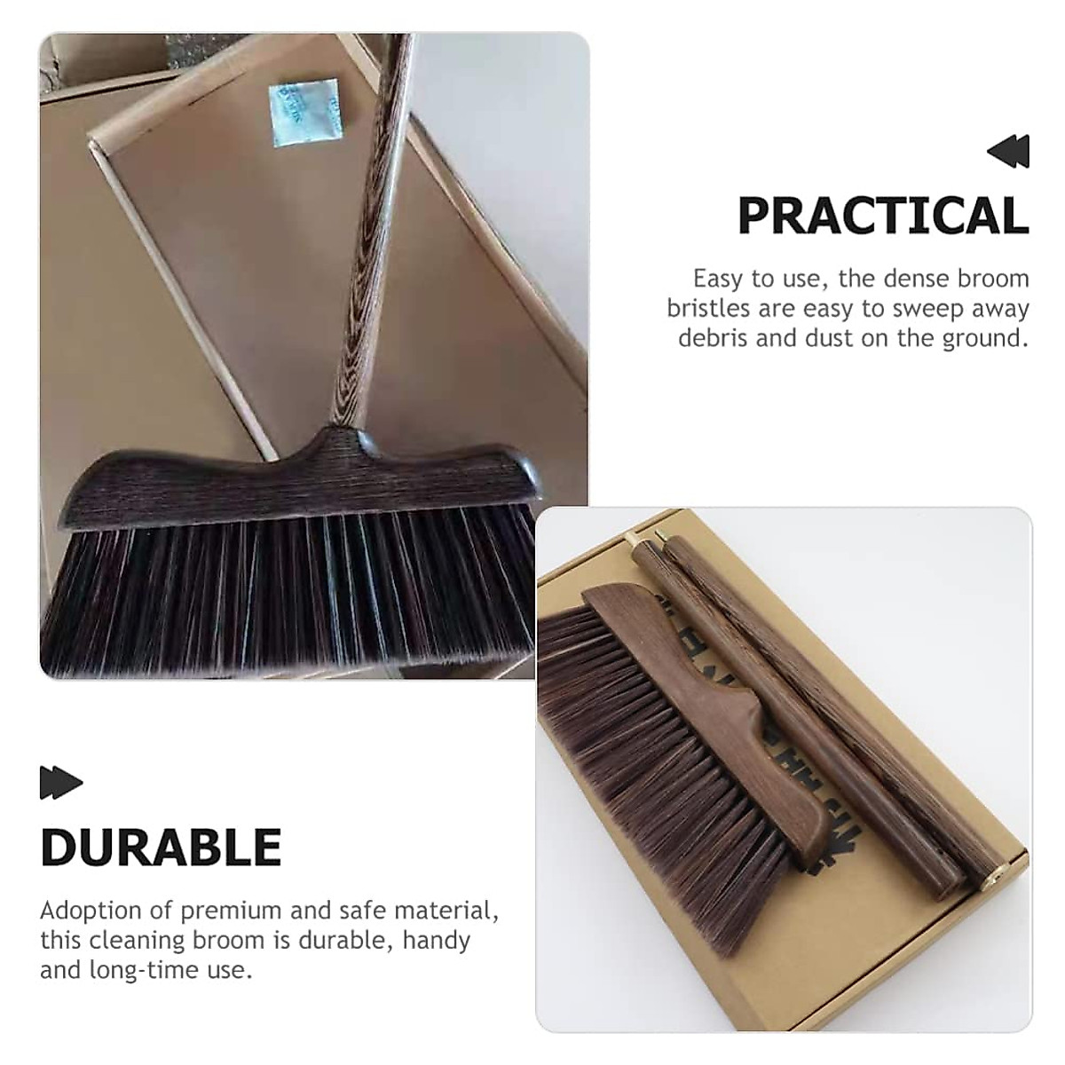 Zerodeko Vintage Trash Clean Broom Indoor Broom Portable Cleaning Brush Garbage Sweeping Broom Escobas para Barrer Piso Handle Cleaning Broom Garden Furniture Easy to Carry Wooden Office