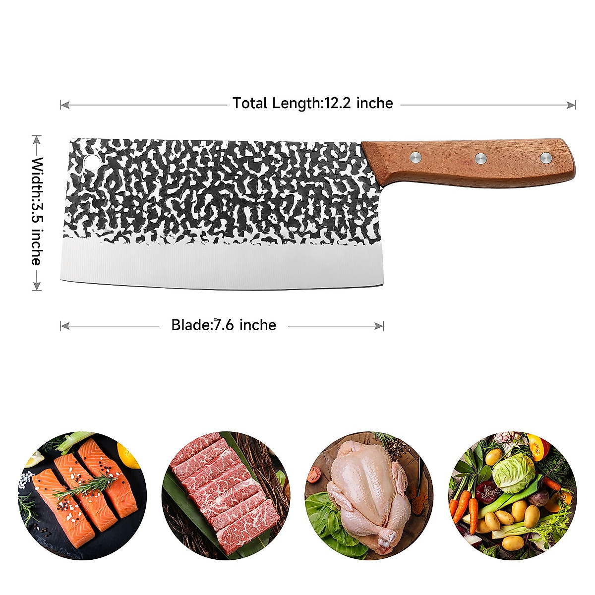 Meat Cleaver, 7 inches Professional Serbian Cleaver Knife, Ultra Sharp Light weight Hand Forged Chinese Cleaver Full Tang Meat Knife