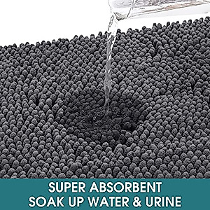 HOMEIDEAS Absorbent Dog Rug, Door Mat for Dog & Cat, Microfiber Chenille Dog Mat for Paws, Non Slip Indoor Door Rug, Pet Rug for Crate, Machine Washable Quick Drying Entry Rug, Grey, 24''x36''