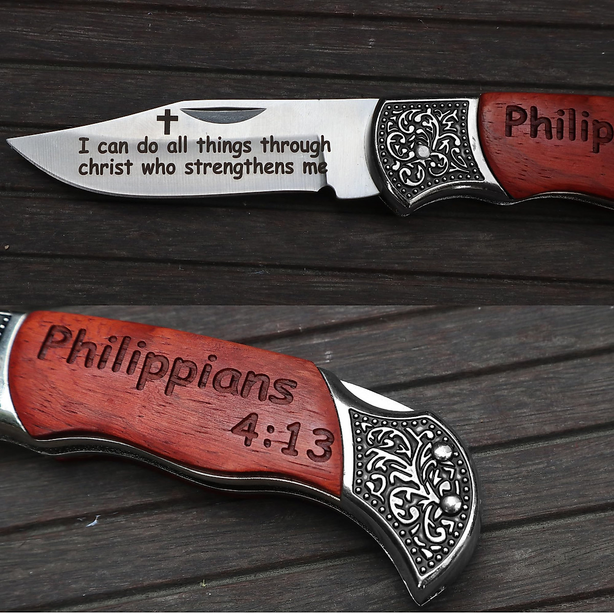 I Can Do All Things Through Christ Who Strengthens Me-Philippians 4:13 Catholic Christian Gifts Bible Verse Pocket Knive,Scripture Baptism Religious Confirmation Holy Men Gift (Philippians 4:13)