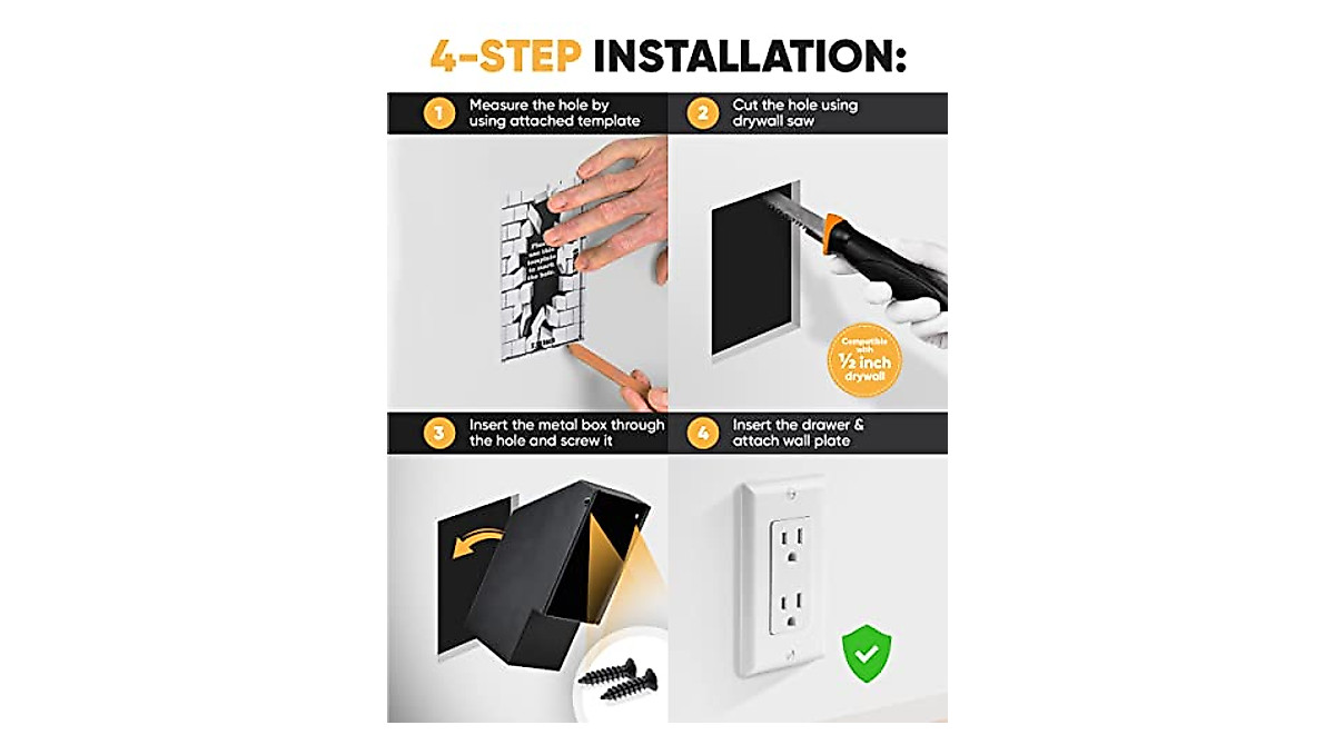Hidden Wall Safe Outlet w/ Key Lock | Secure Secret Stash