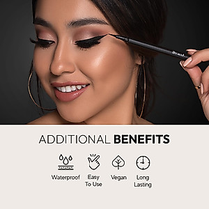 Aracelli Beauty Water Resistant Long-Lasting Eyeliner Pen - Precision Liquid Eye Liner with Smudge-Proof Formula - Easy Glide & Quick Dry - Perfect for Cat Eye & Winged Looks - Brown