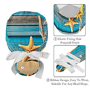2-Pc Gourd-Shaped Working Cap,Fisherman Hat with Buttons and Cotton Sweatband,Nautical Starfish Ocean Sea