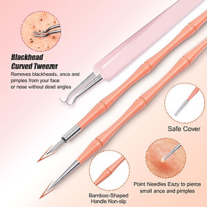 Pimple Popper Tool Kit, MORGLES 14-Heads Professional Stainless Acne Zit Popper Extraction Tools for Facial Nose with Leather Case