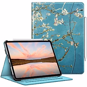 Fintie Case for iPad Pro 11-inch (4th / 3rd Generation) 2022/2021 - Multiple Angles Viewing Folio Stand Cover with Pencil Holder & Pocket, Also Fit iPad Pro 11" 2nd/1st Gen, Blossom